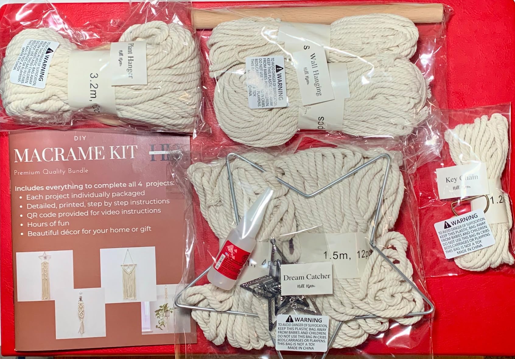 Amazon.com: Hill Hjem 4-in-1 Macrame Kit Mint | Macrame Kits for Adults ...