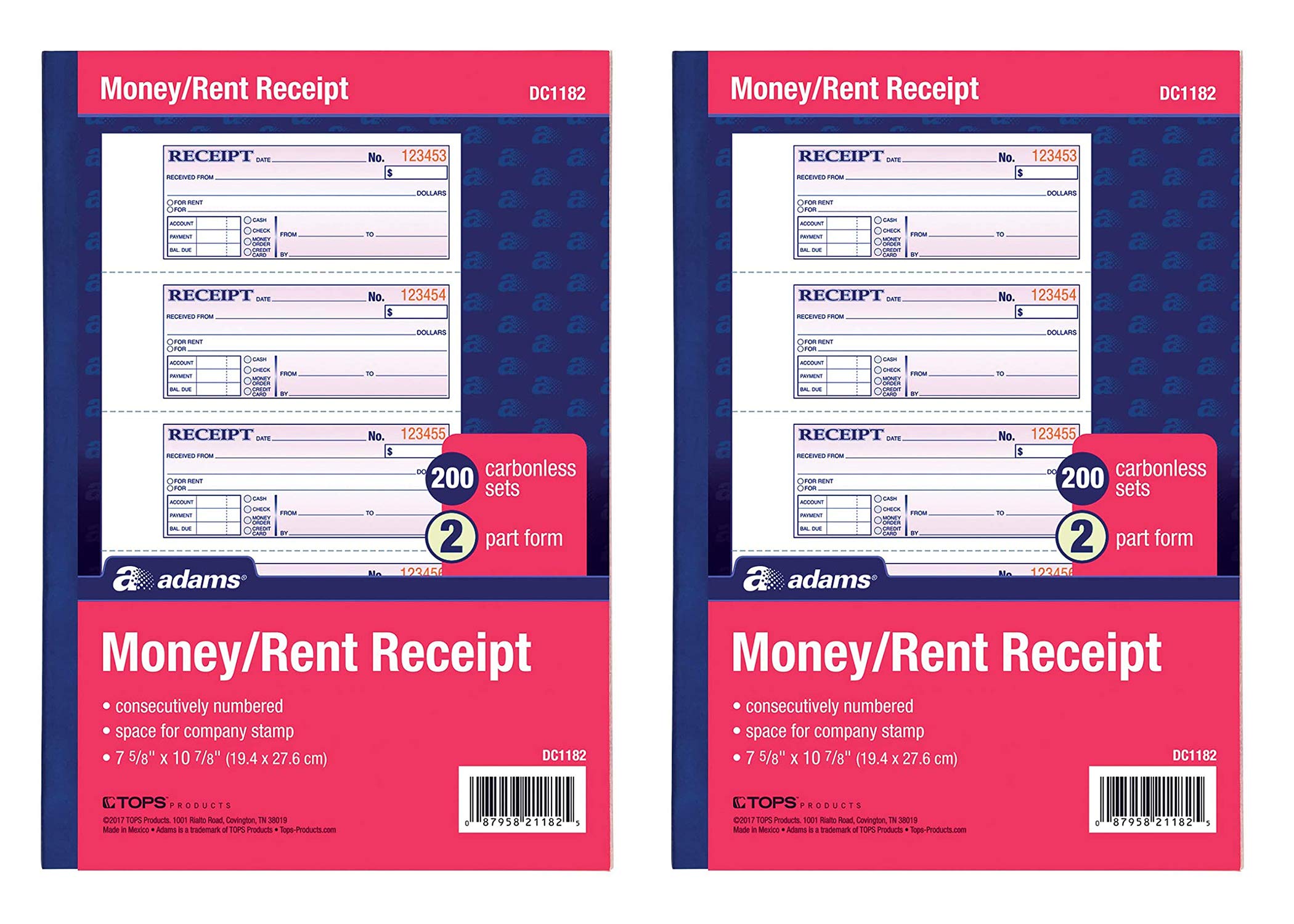 Amazon.com : Adams Money and Rent Receipt Book, 2-Part, Carbonless ...