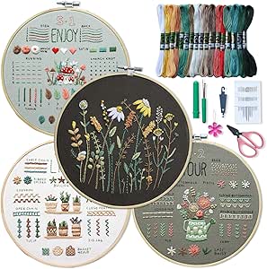 Amazon.com: ETSPIL 4 Sets Embroidery Kit for Beginners ，Plant Kits for ...