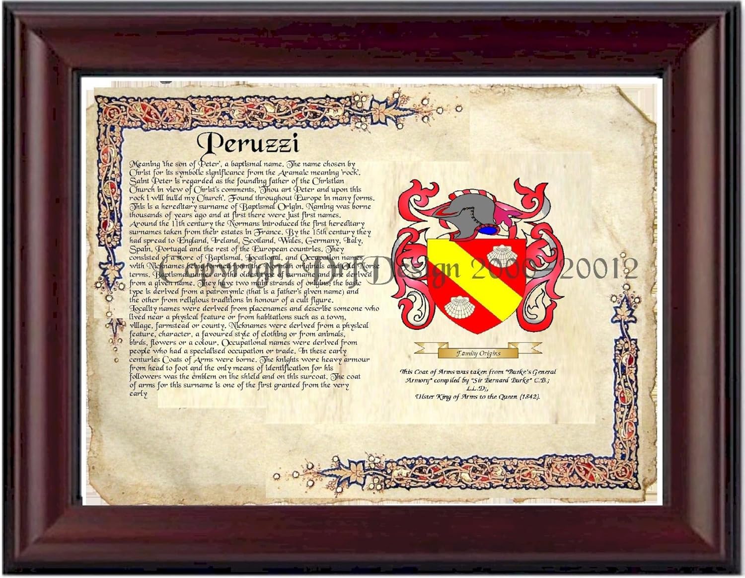 Amazon.com: Peruzzi Coat of Arms/ Family Crest on Fine Paper and Family ...