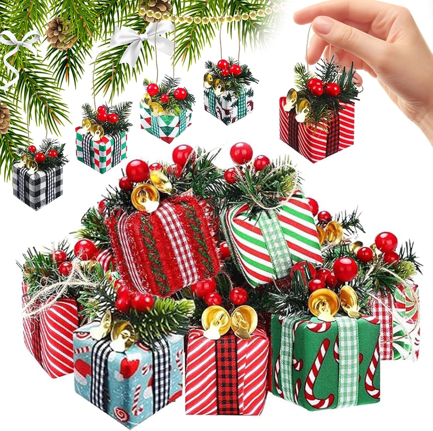 Amazon.com: JIUDUOYUAN 15 Pcs Christmas Tree Mini Gift Boxes Christmas ...