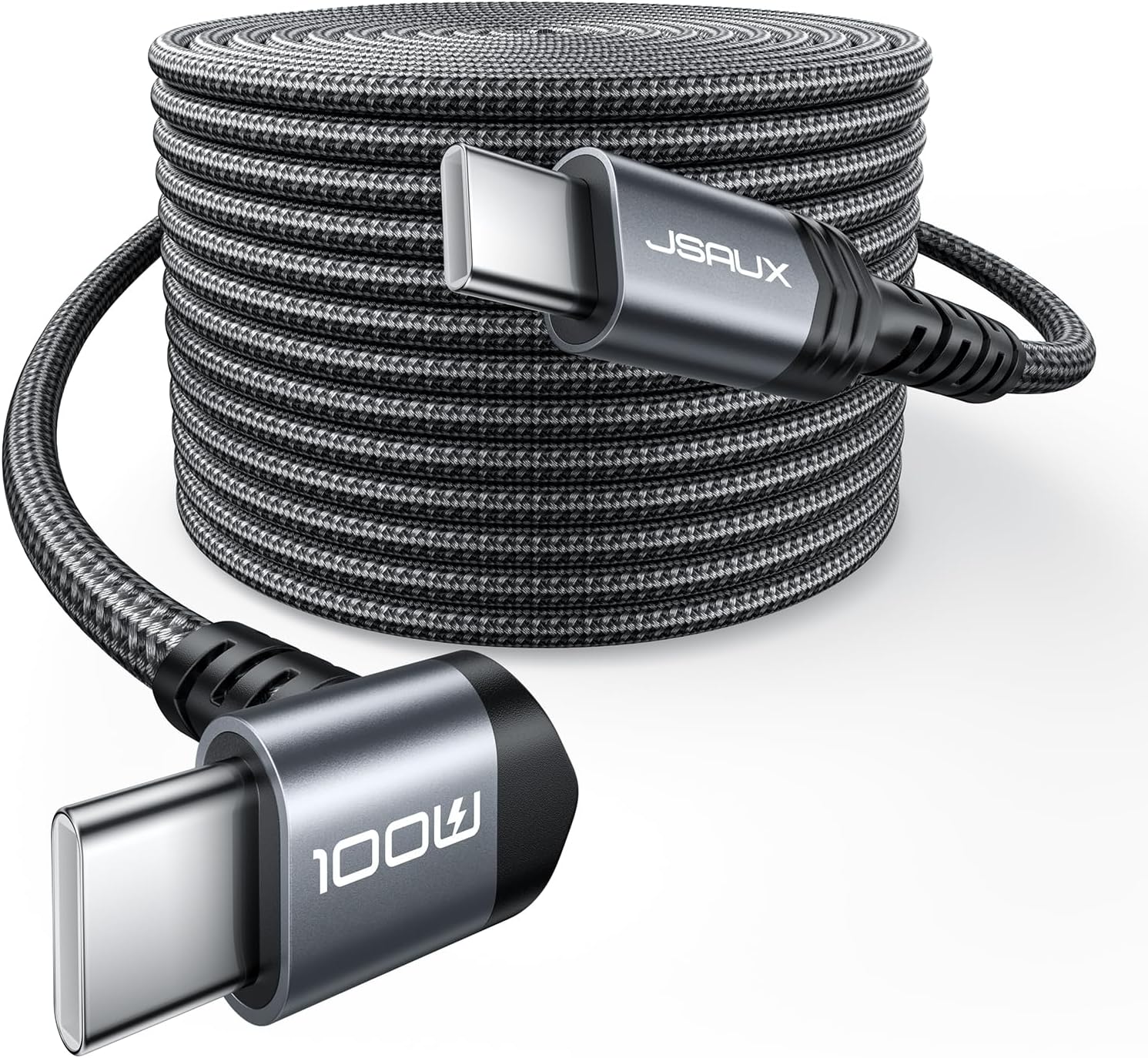 90 Degree USB C to USB C Cable 10FT, JSAUX 100W Right Angle Type C PD ...