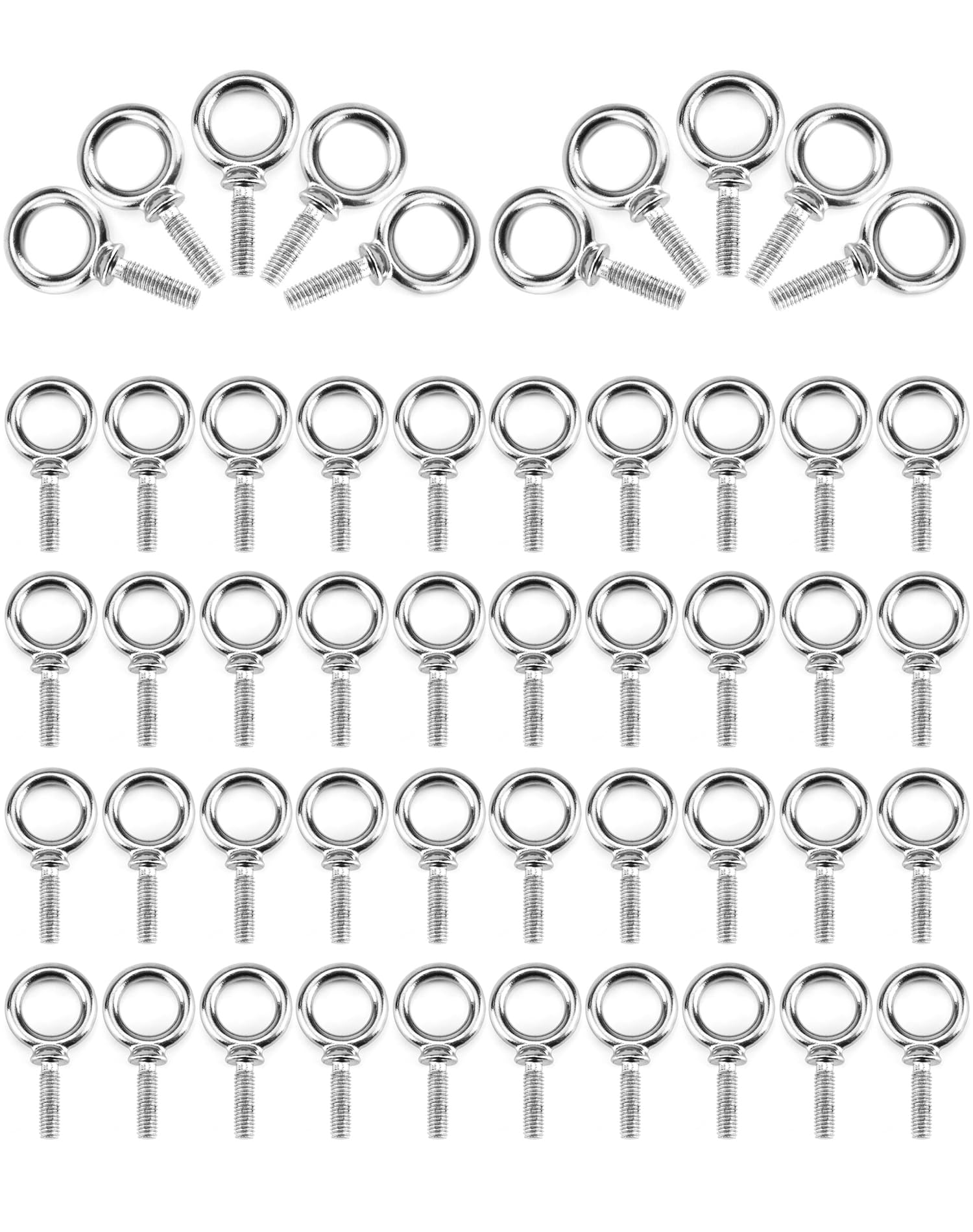 Snapklik.com : Eye Bolt, 50 Pack 3/8"-16 X 1" Marine Grade Stainless ...