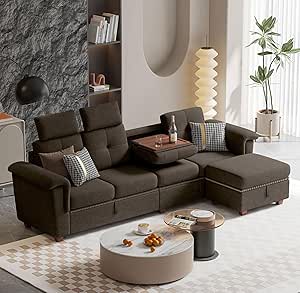 Amazon.com: DSDFGHJH Convertible Sectional Sofa, 4 Seat L Shaped Couch ...