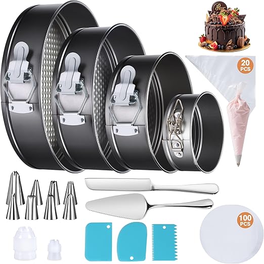 Amazon.com: Gymdin 139PCS Springform Cake Pan Set - 4 Non-stick ...