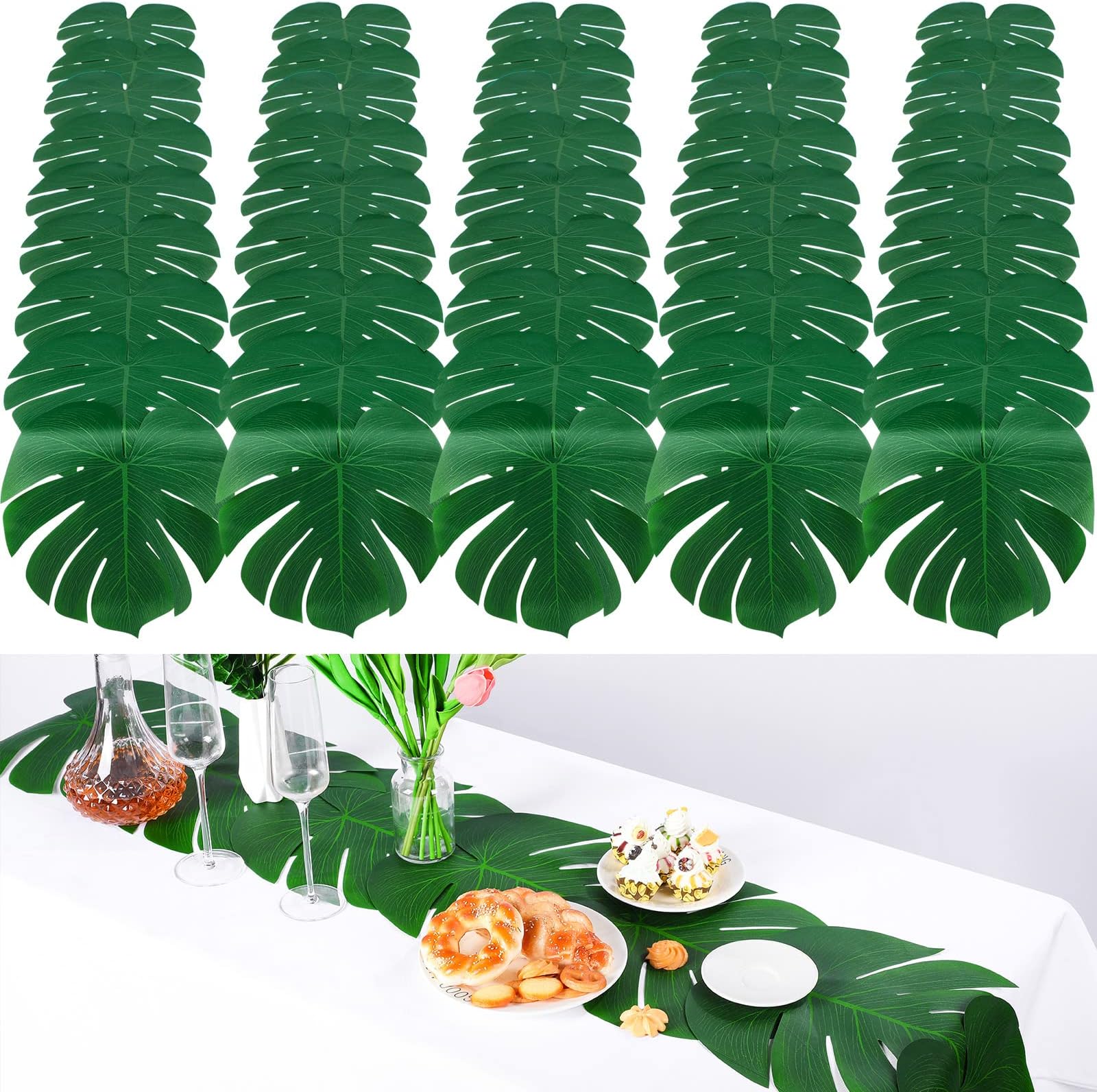 Amazon.com: 20 Pcs Artificial Palm Leaves Table Runner 75 Inch Long ...