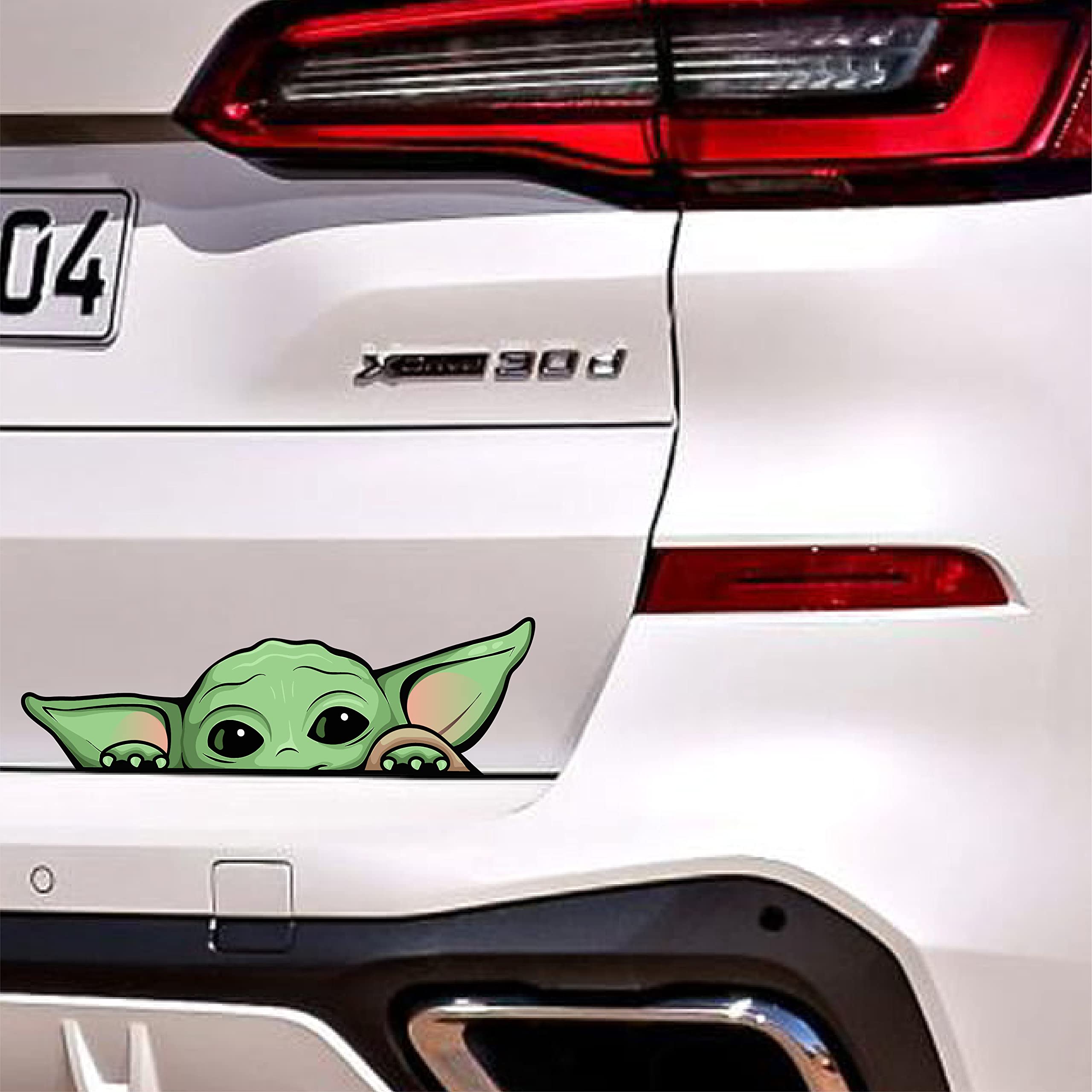 Baby Yoda Sticker Peeping Decal – 200mm X 85mm, Glossy White, For Car ...