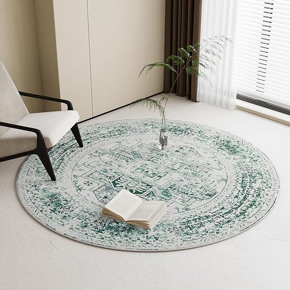 Amazon.com: Round Rug for Living Room 3Ft Round Washable Rug Boho Small ...