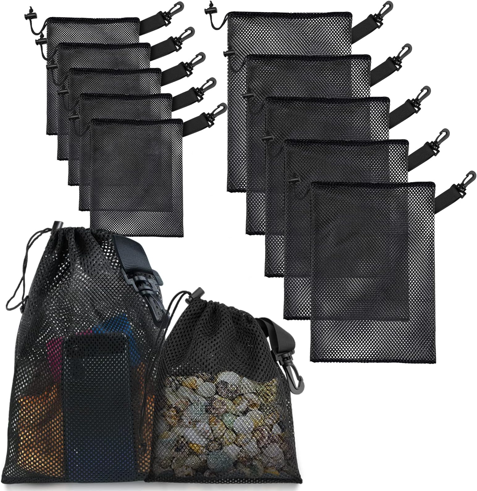 Sac en Maille Noire en Nylon Portables Sacs Maille Avec Cordon Lot de ...