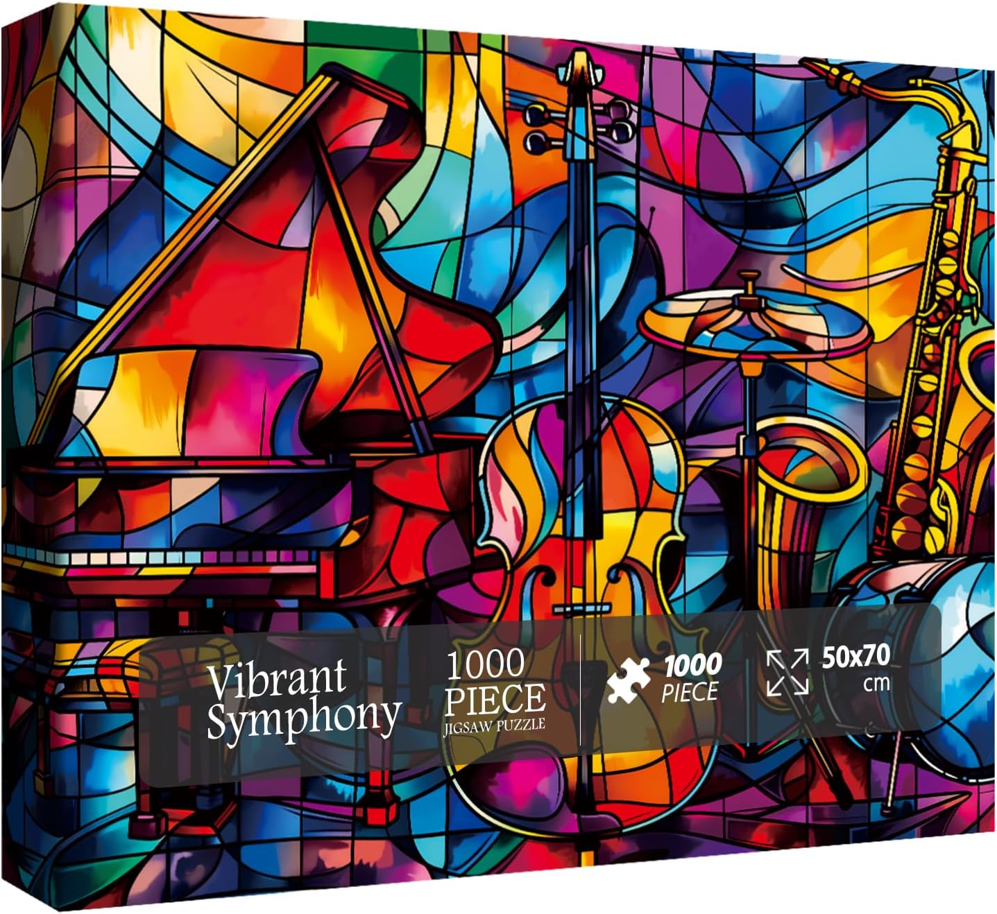 Amazon.com: Stained Glass Music Puzzle for Adults 1000 Pieces, Colorful ...