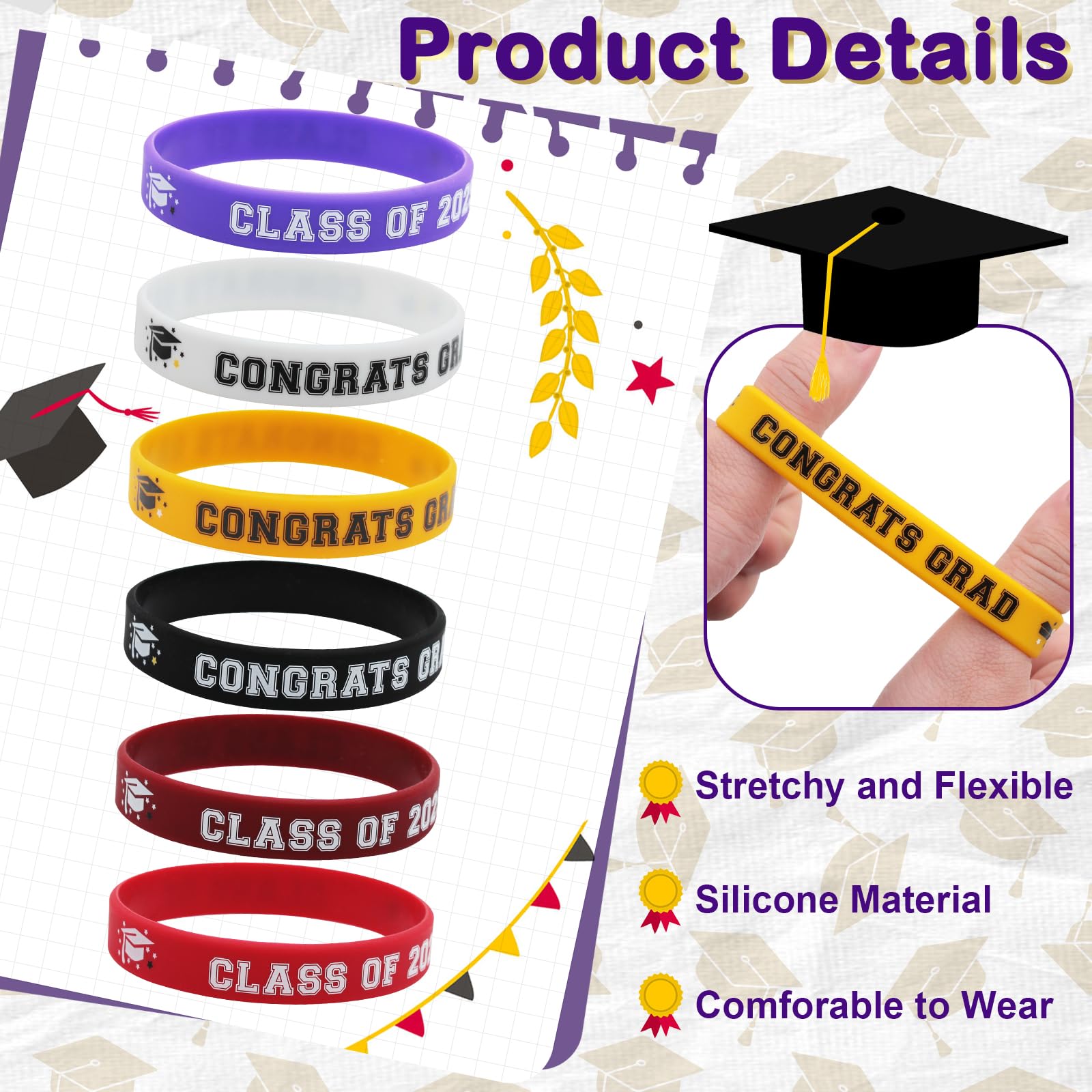 Snapklik.com : Class Of 2025 Graduation Bracelets Bulk 30PCS Congrats ...