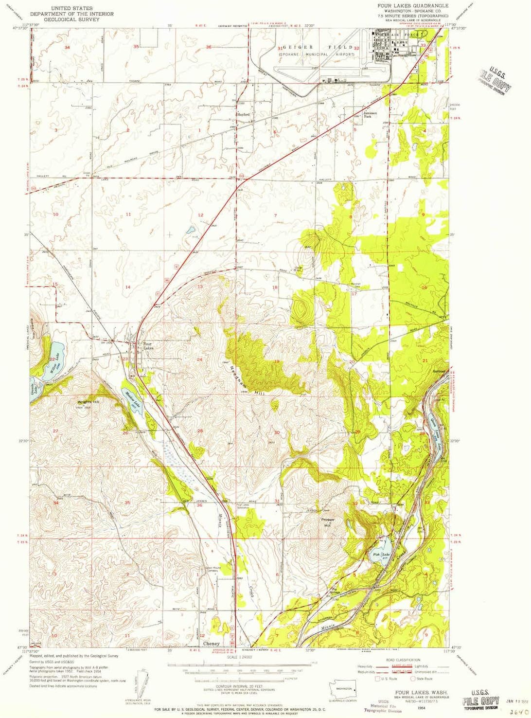Amazon.com : YellowMaps Four Lakes WA topo map, 1:24000 Scale, 7.5 X 7. ...