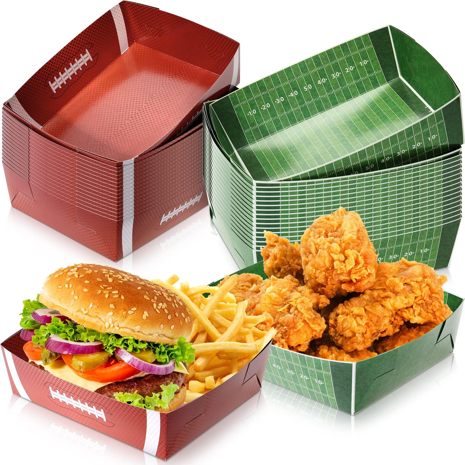 Amazon.com: 36 Pack Sport Party Trays 5 lb Football Food Trays Nacho ...