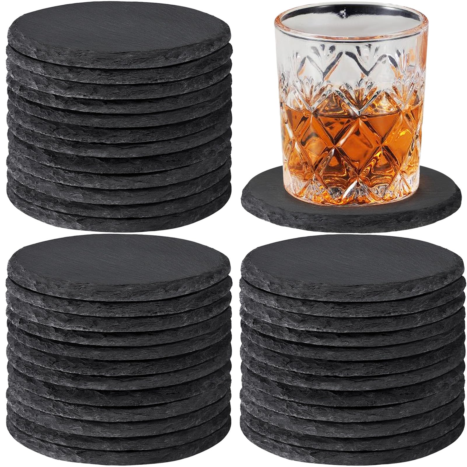 MAPRIAL 36 Pieces Slate Coasters, 4 Inch Round Coasters for Drinks ...