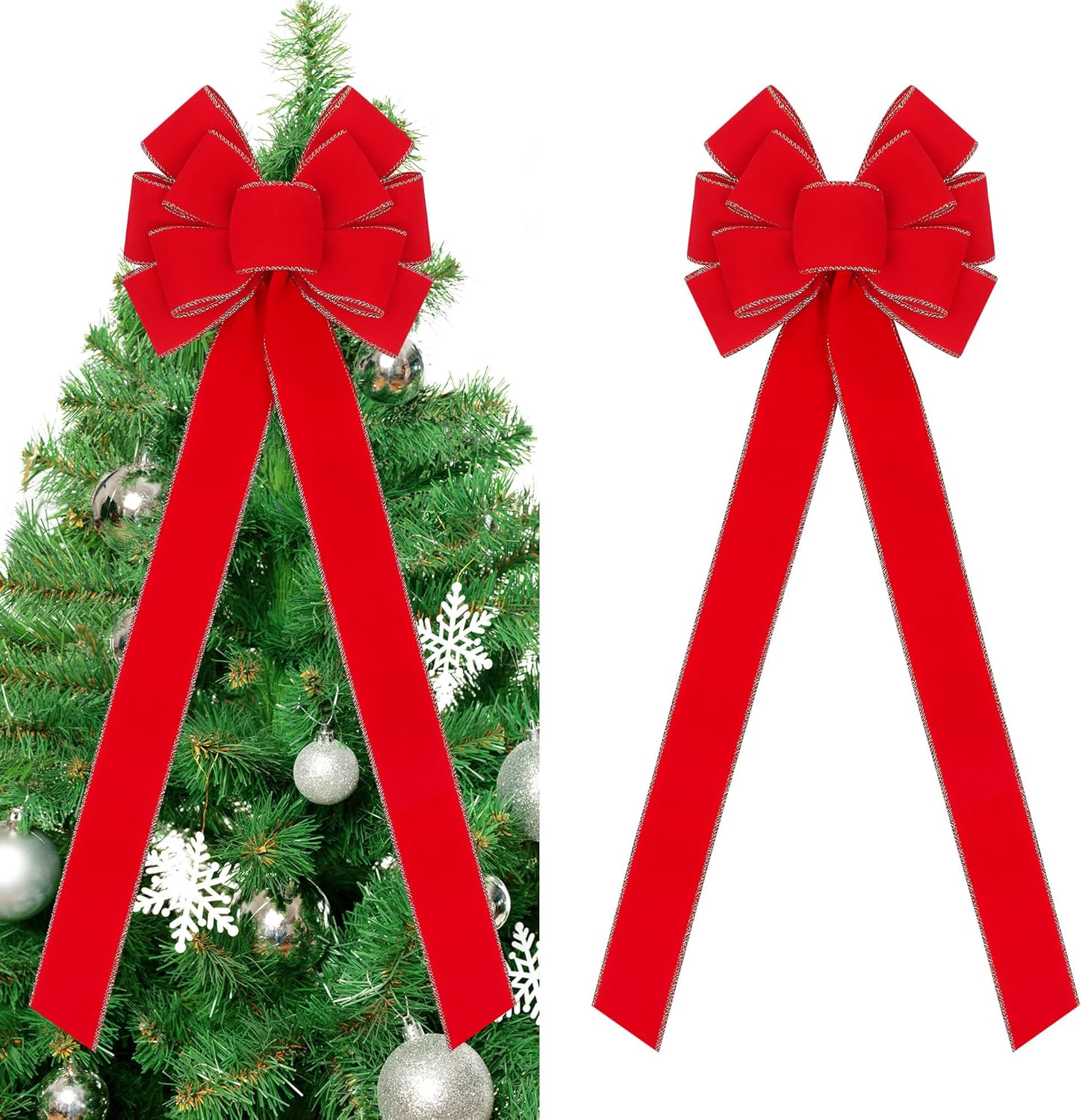 Amazon.com: Fovths 2 Pieces Red Christmas Bows 30.7 x 10.6 Inches Large ...