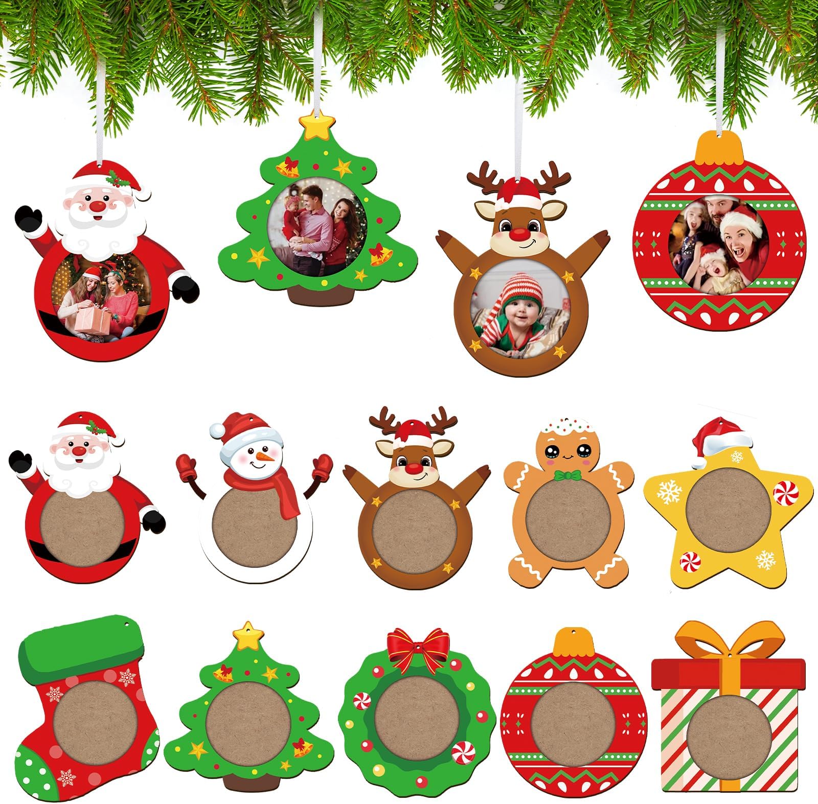 Amazon.com: JOTFA 12 Pieces Christmas Picture Frame Ornaments ...
