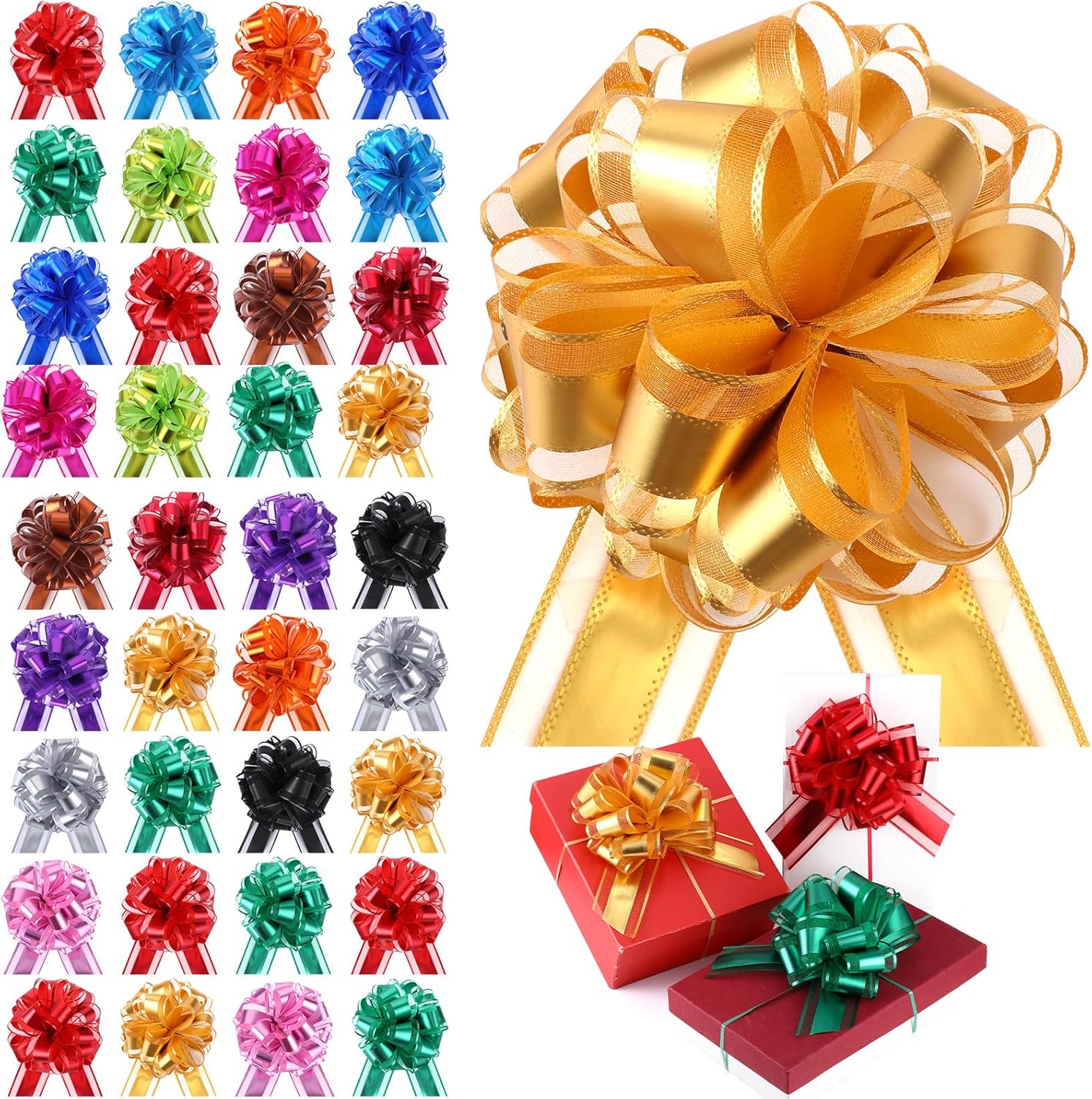 Amazon.com: Poen 36 Pcs 6 Inch Christmas Pull Bows Gift Wrap Bows Large ...