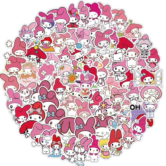 Buy My Melody Stickers 100 Pack Vinyl Waterproof Stickers for Laptop ...