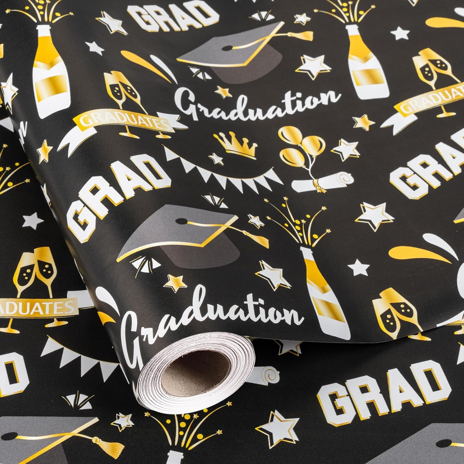 Amazon.com: Yarcony Graduation Wrapping Paper for Class of 2026 - Black ...