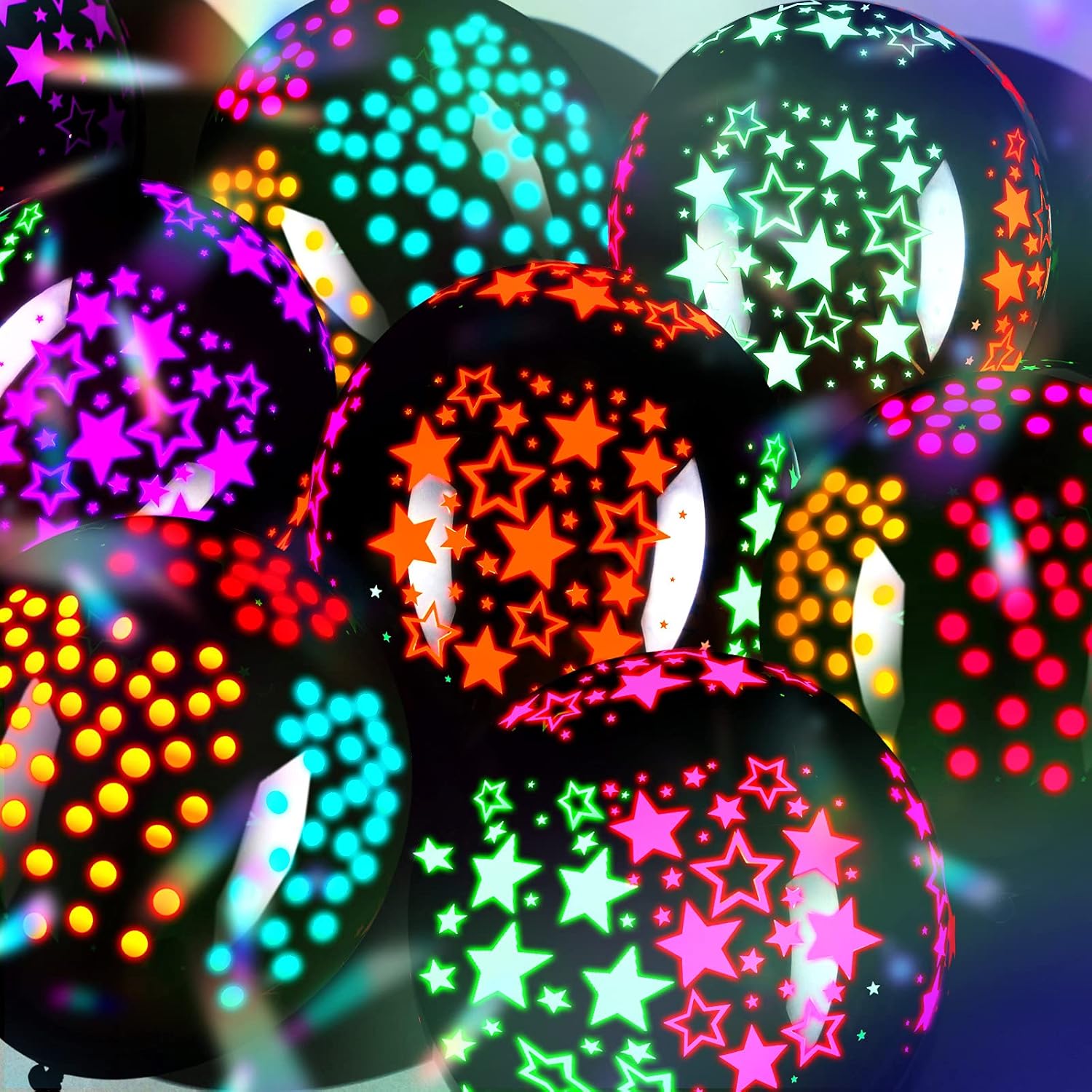 150 Pieces Neon Stars Balloons Neon Dots Balloons Mini Polka Balloons ...