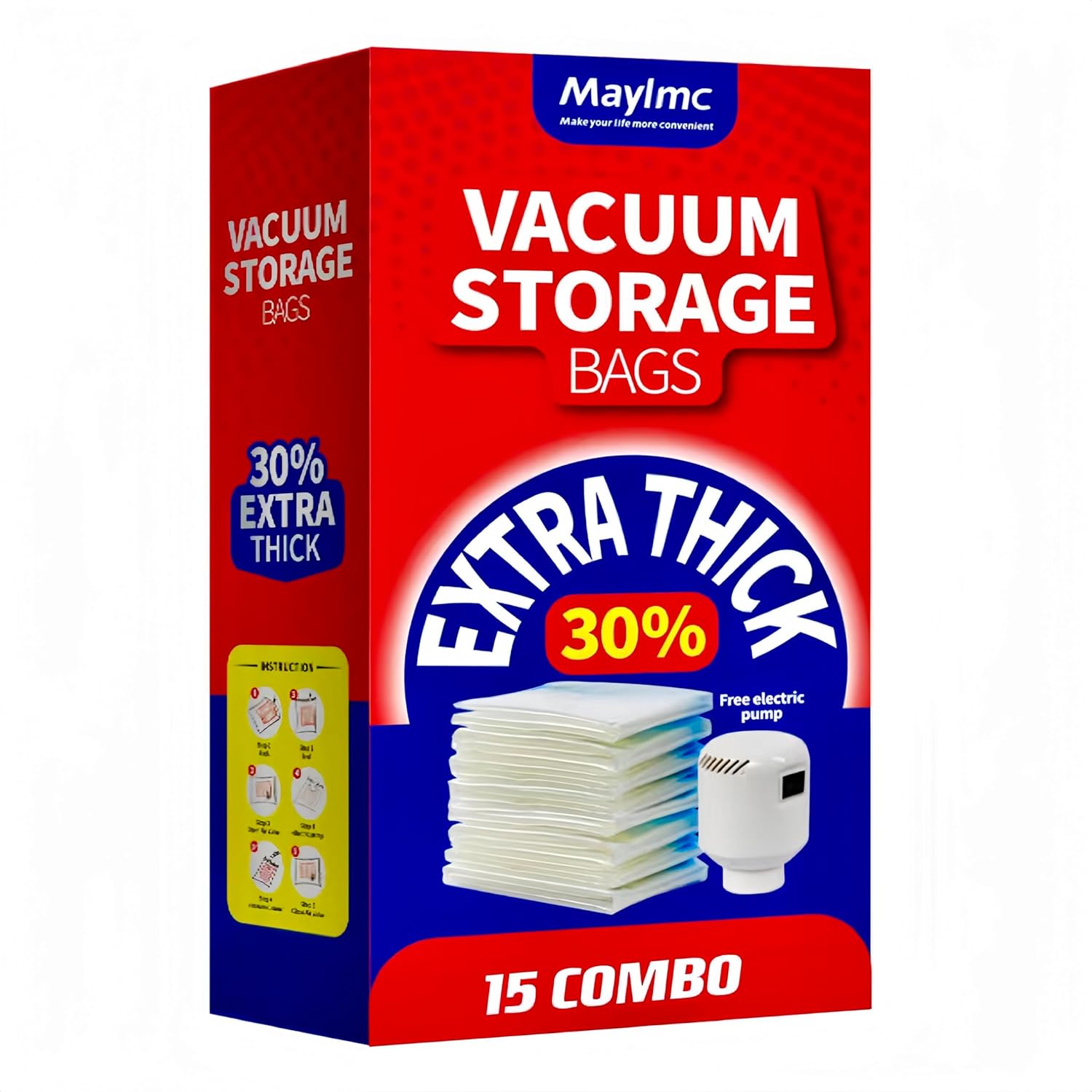 Amazon.com: Maylmc 15 Pack HEAVY DUTY Vacuum Storage Bags with Electric ...