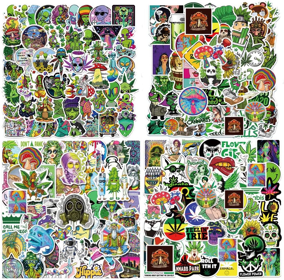 Amazon.com: 100 PCS Weed Stickers for Adults - 100% Vinyl Marijuana ...