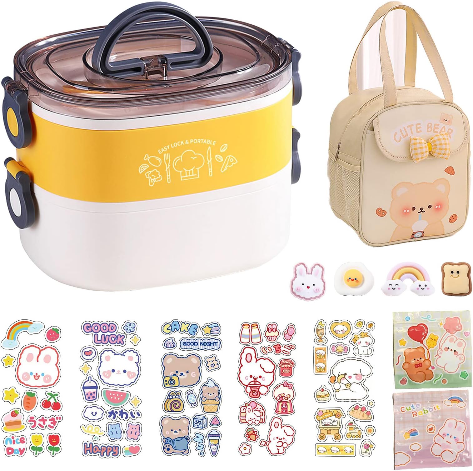 Amazon.com: Paidideng Kawaii Bento Box Bento Lunch Box with Lunch Bag ...