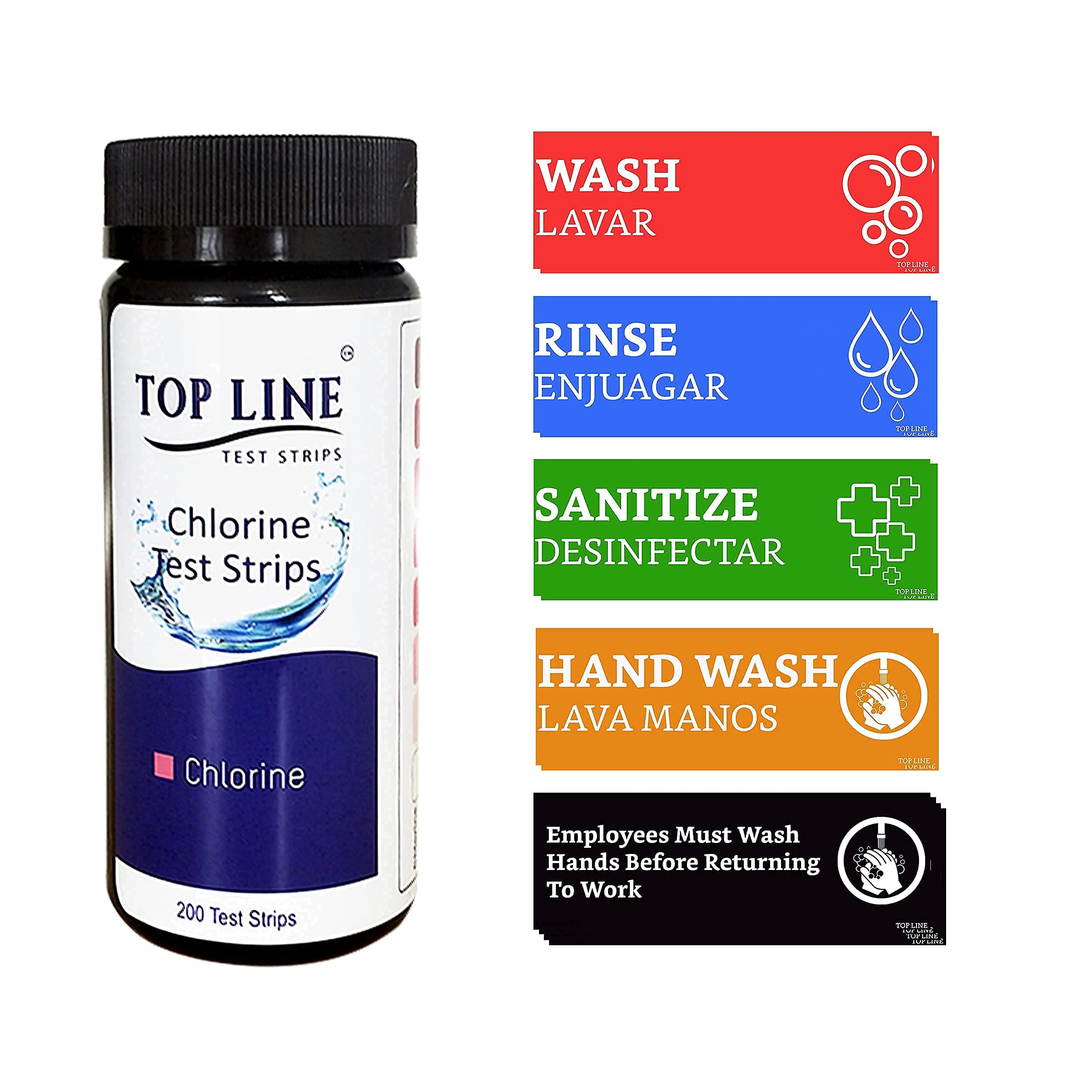 Chlorine Sanitizer Test Strips Food Service 0-500 ppm (200 Strips) with ...