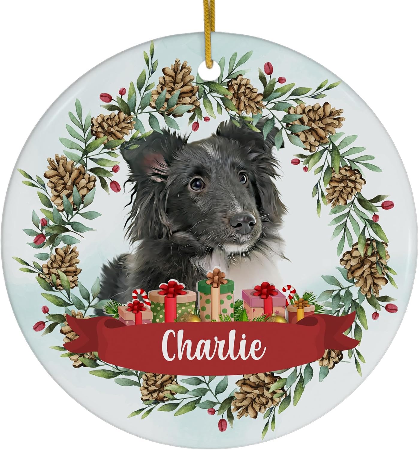 Amazon.com: Pinecones Theme Design with Black White Sheltie Shetland ...