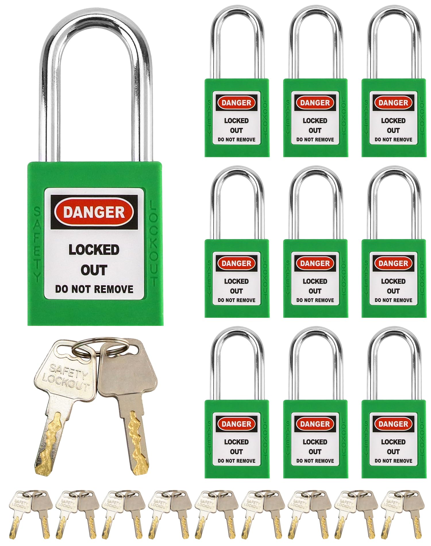 Snapklik.com : QWORK Lockout Tagout Locks, Safety Padlock, 10 Green ...