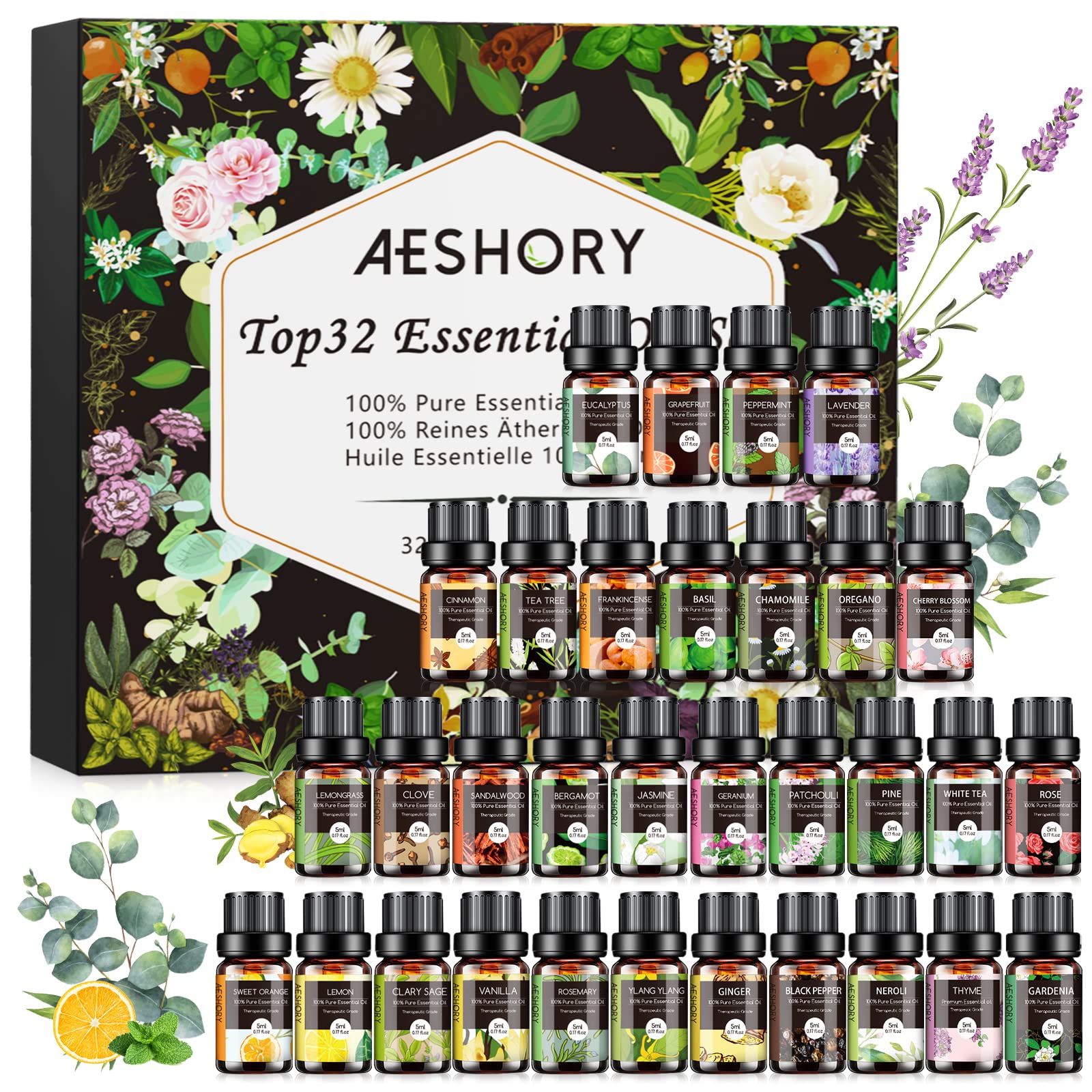 Snapklik.com : Essential Oils Set - 32x5ml Aromatherapy Essential Oil ...