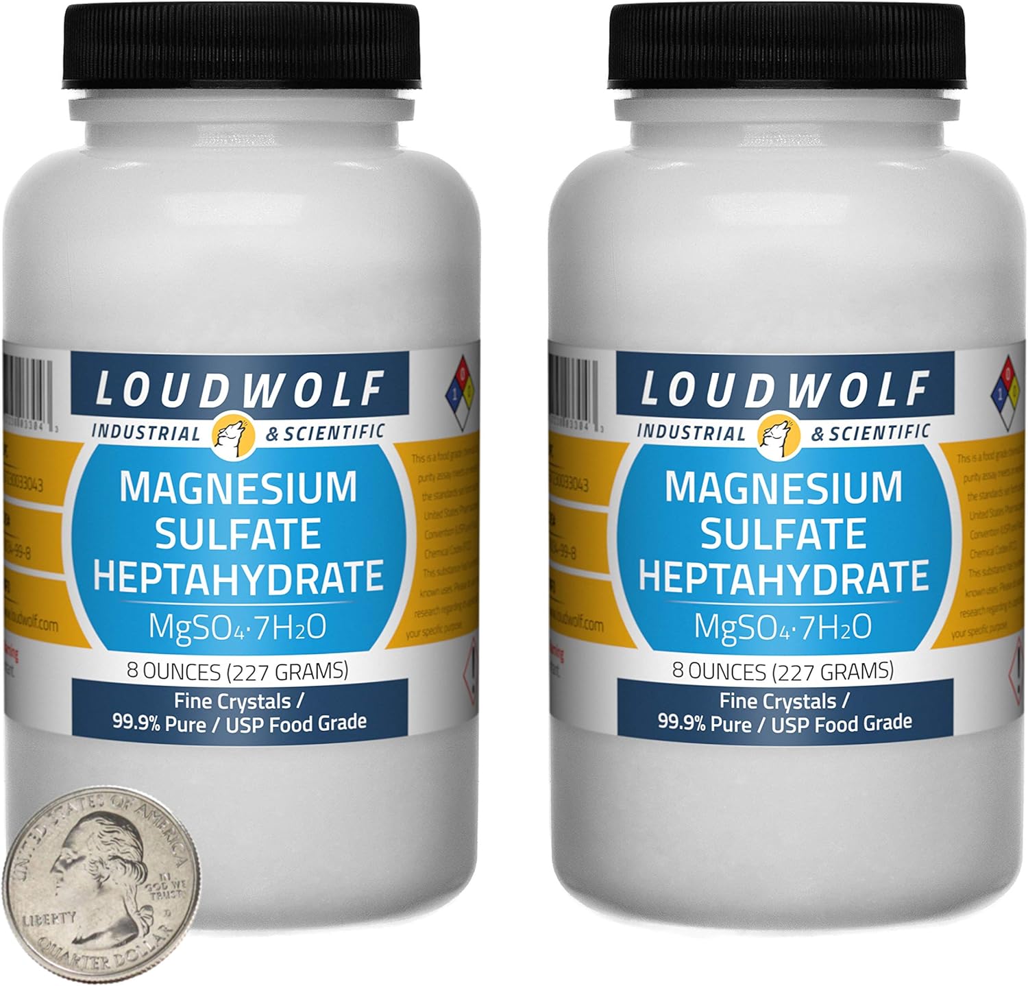 Magnesium Sulfate Anhydrous / 1 Pound / 2 Bottles / 99% Pure USP Food ...