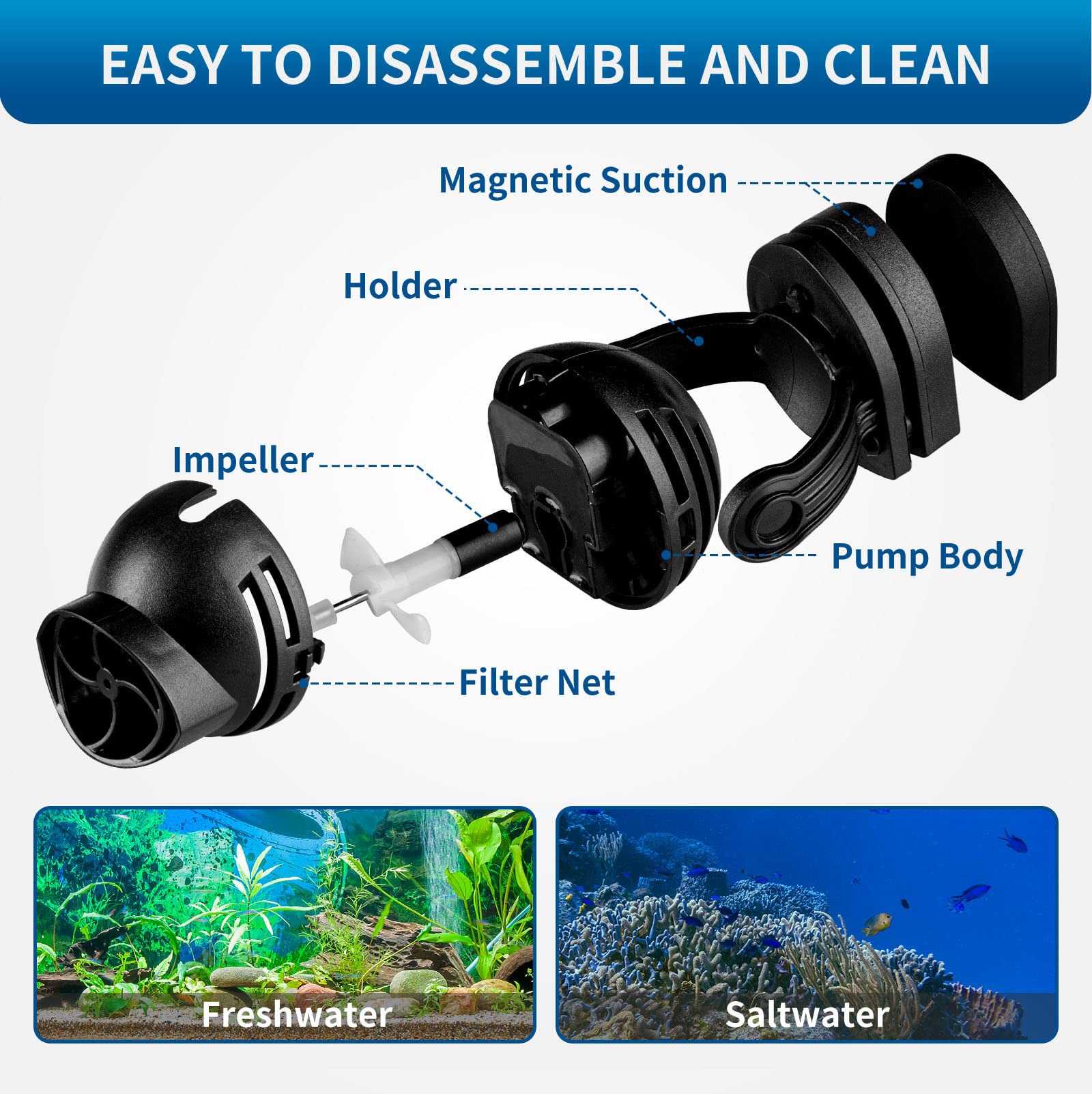 Snapklik.com : FREESEA Aquarium Powerhead Wave Maker: 1050 GPH Circulation Wavemaker Pump - 360 ...