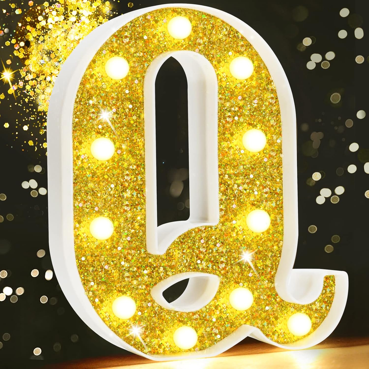 Pooqla LED Marquee Letter Lights Golden, Light Up Glitter Letter Sign ...