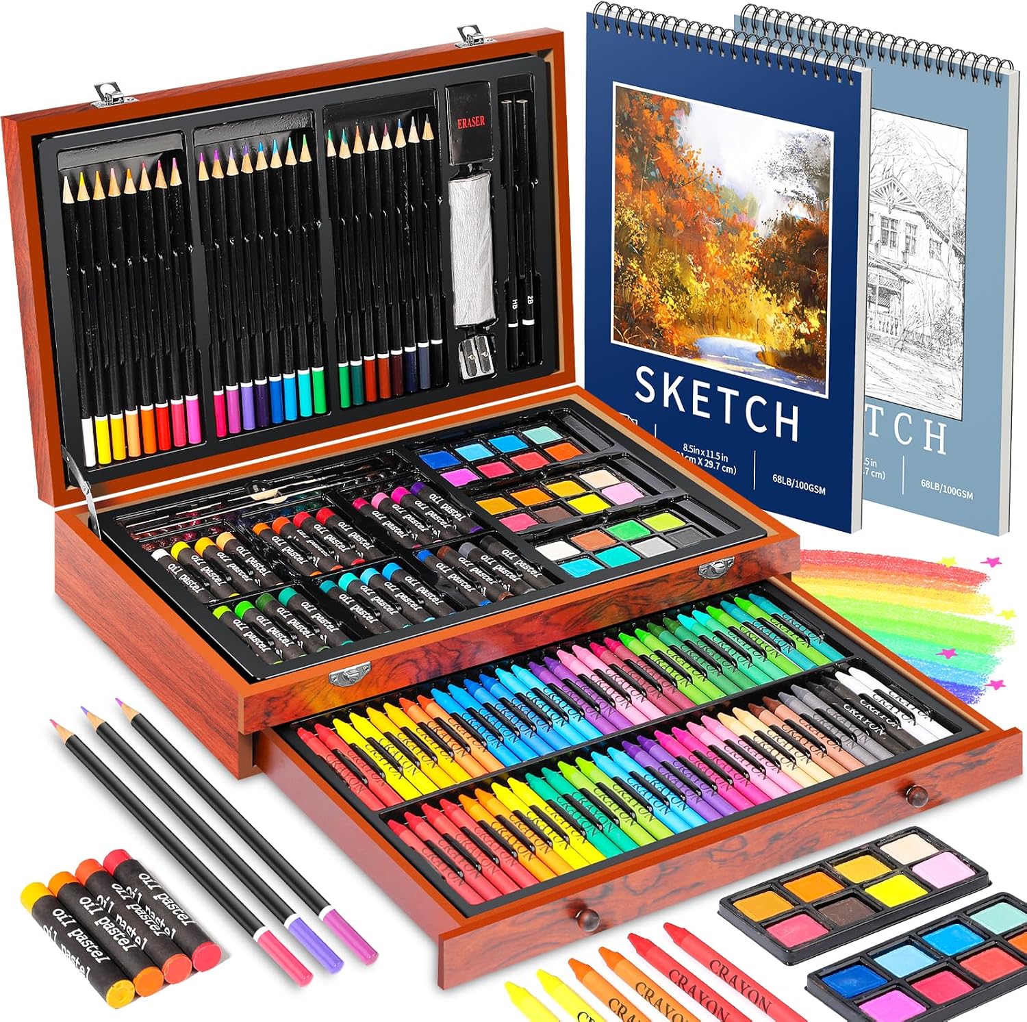 Amazon.com: Hapikalor Art Supplies,156-Pack Deluxe Art Set Kits Drawing ...