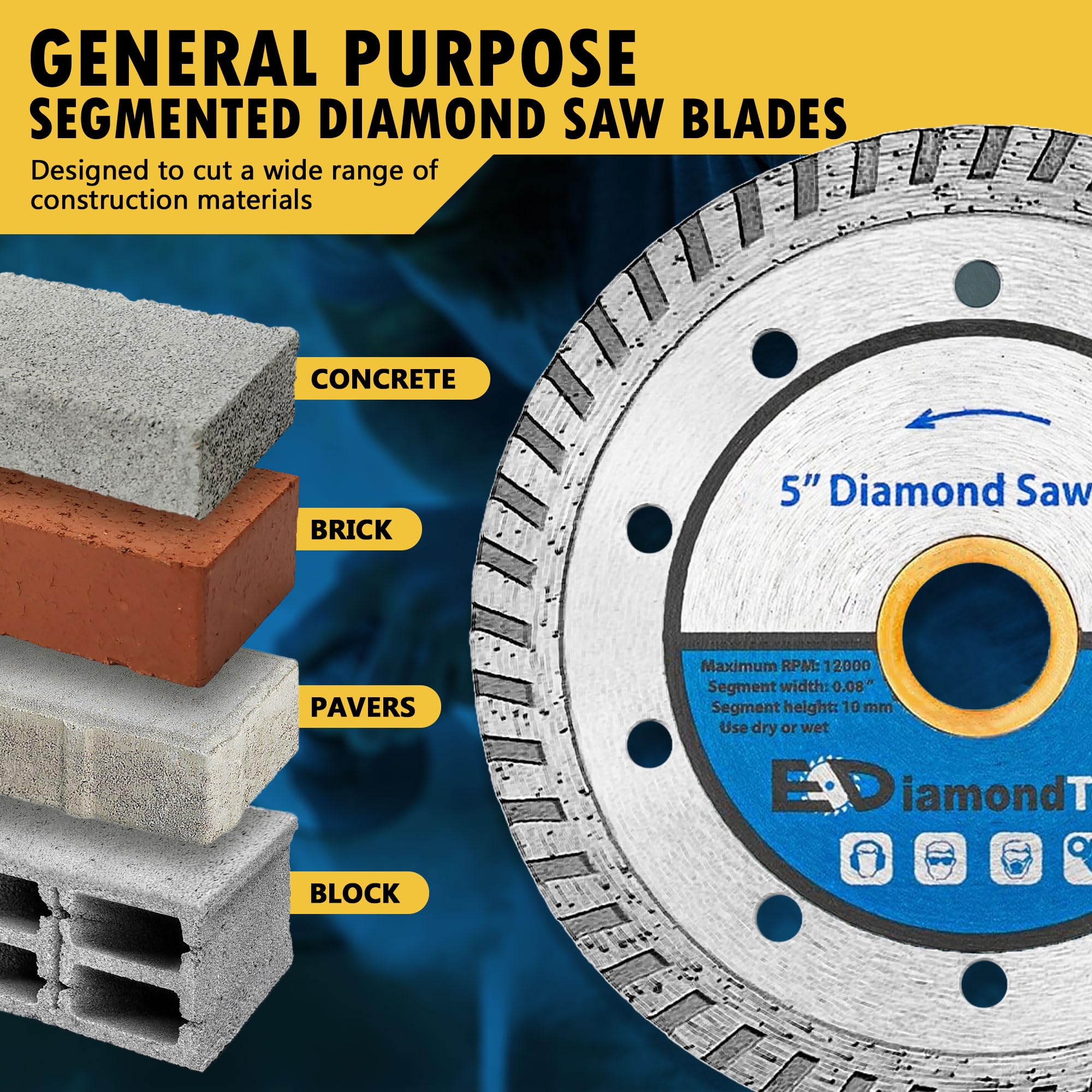 Snapklik.com : 5" Turbo Diamond Saw Blade For Concrete, Brick, Block ...