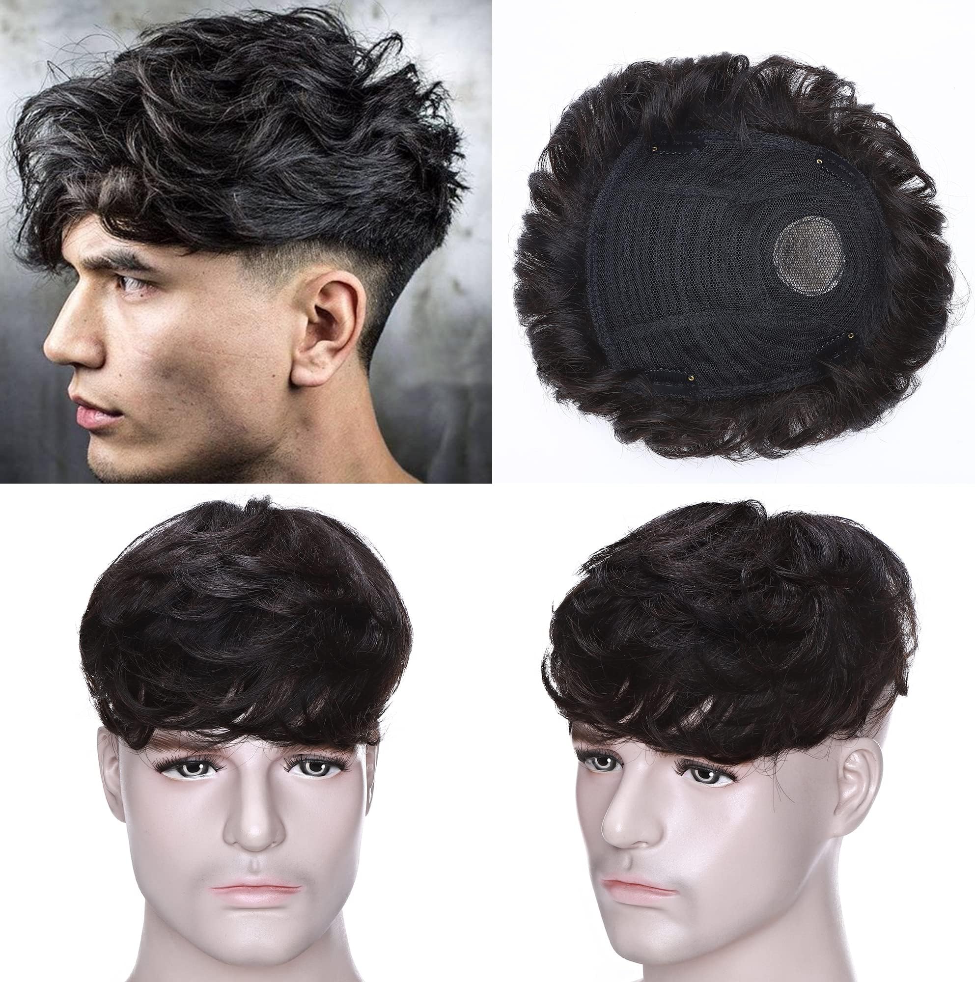 Amazon.com : WeKen Short Toupee for Men - Hair Topper Wig Clip in Crown ...