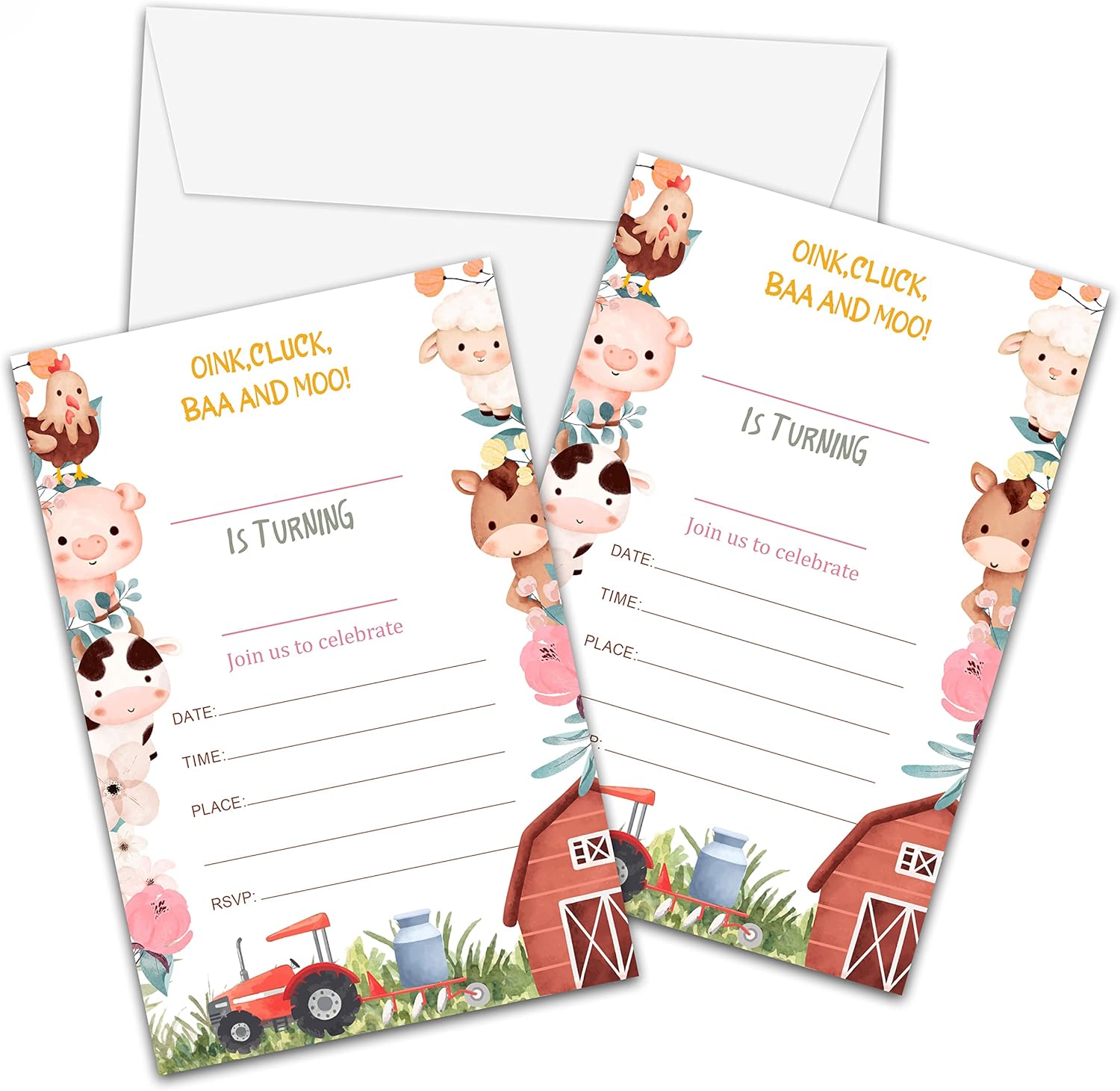 Amazon.com : Foosproea Farm Birthday Invitations with Envelopes ...