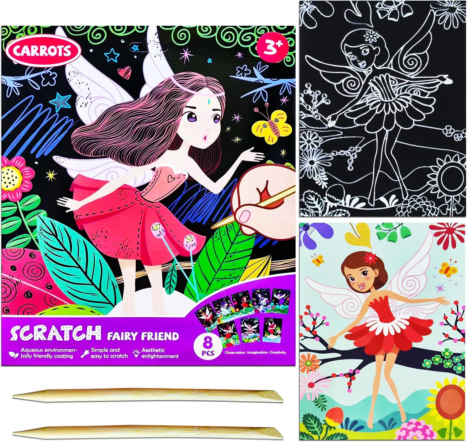Amazon.com: JUNQIU Scratch Art for Kids, Princesses Black Rainbow ...