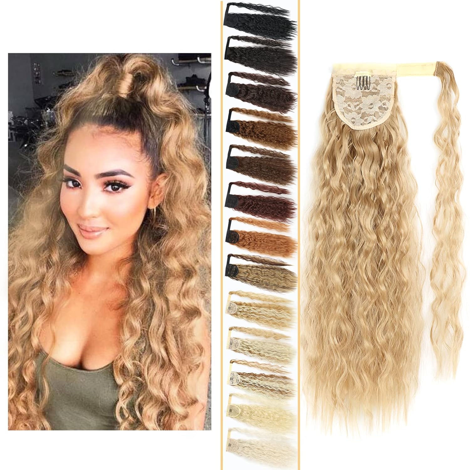 Amazon.com : Inscca Clip On Ponytails for Black Women Dark Blonde Fake ...