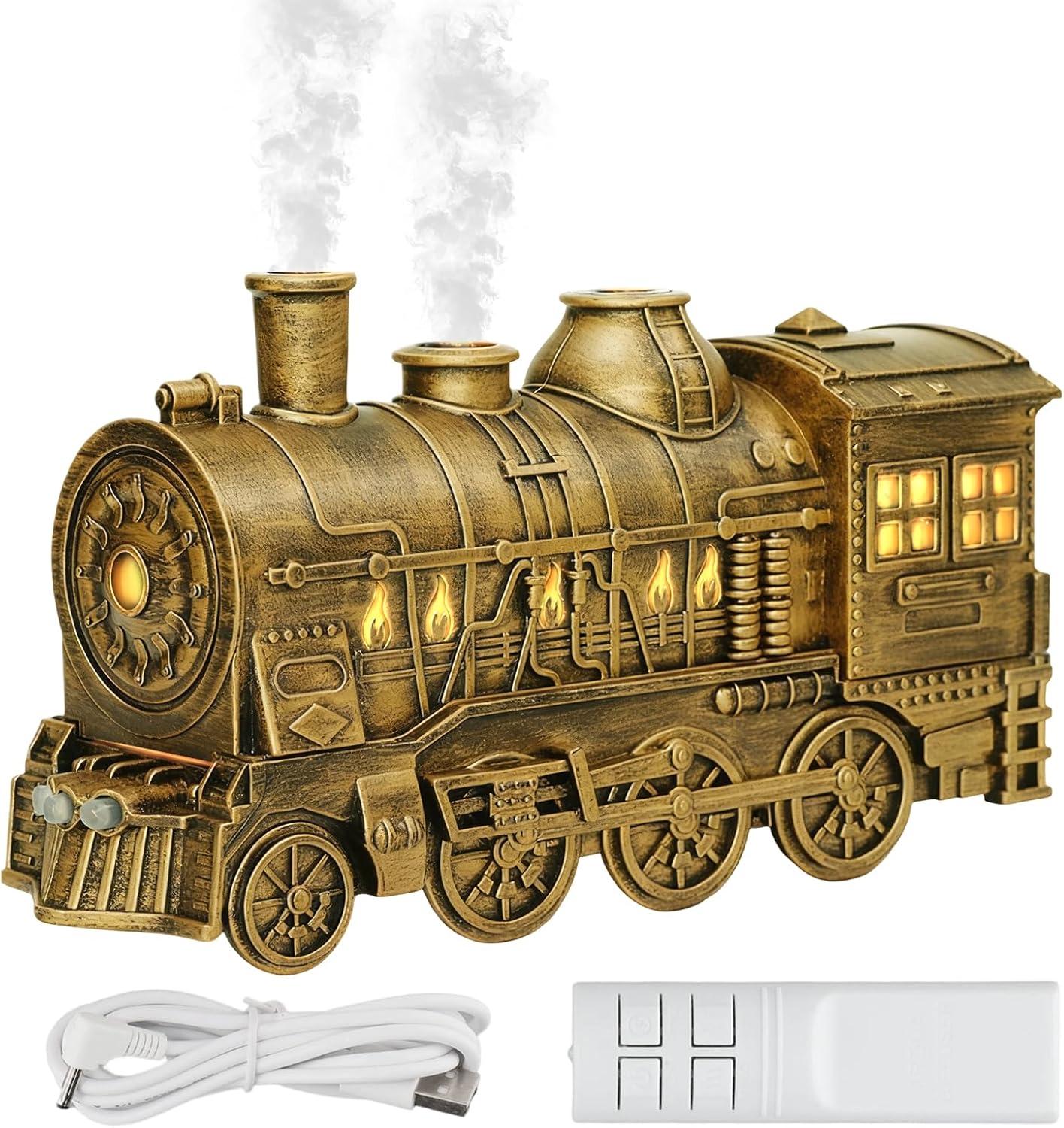 Essential Oil Diffuser, 300ml Steam Train Design with Colourful Lights ...