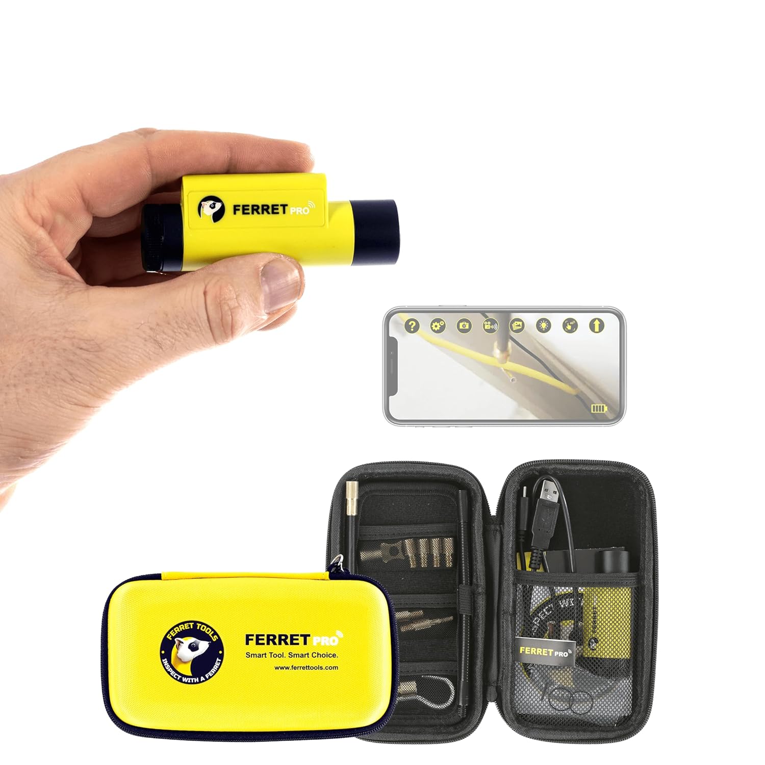 Ferret Pro Wireless Inspection Camera – WiFi Borescope, 720p HD ...