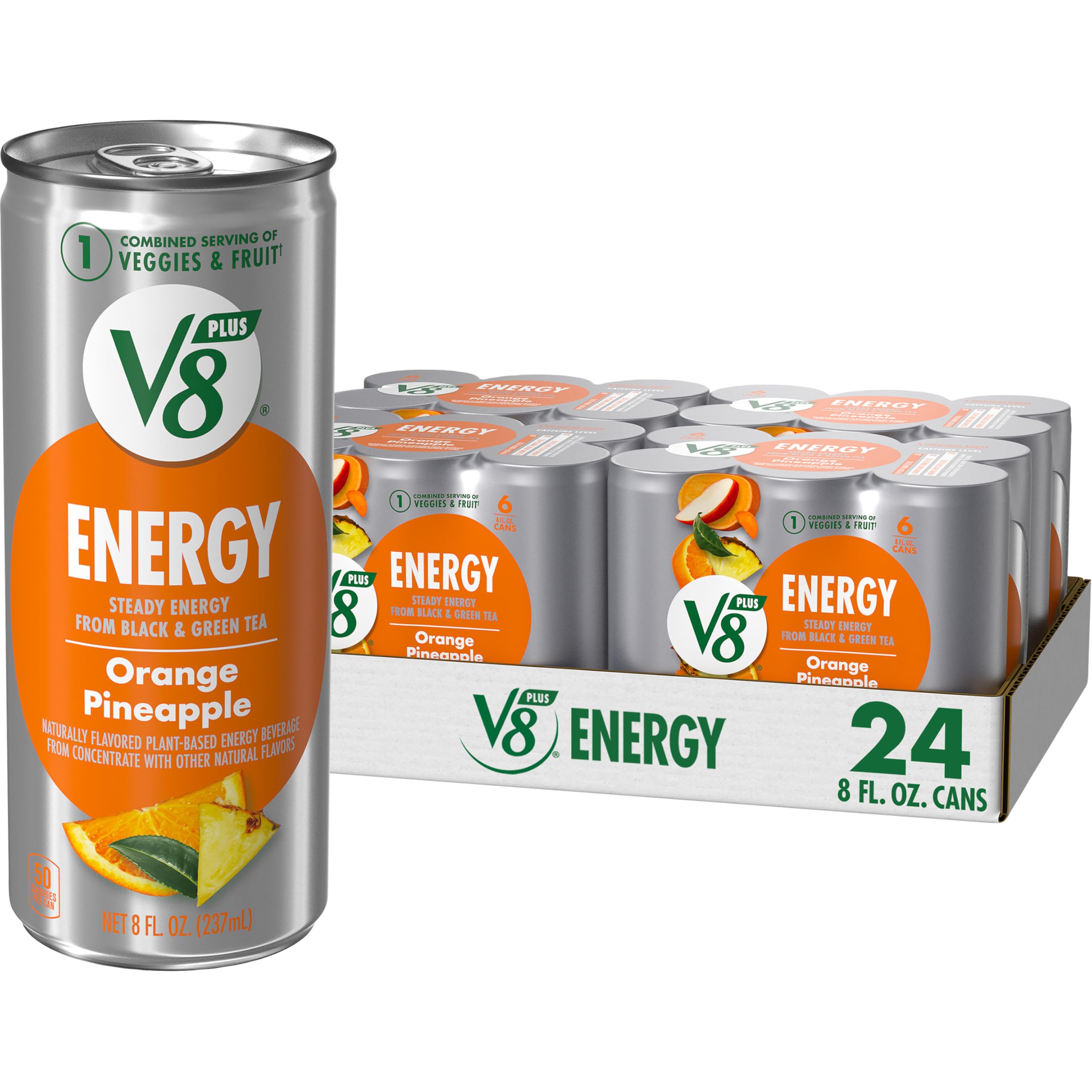 Amazon.com : V8 +Energy Orange Pineapple Juice Energy Drink, 8 fl oz ...