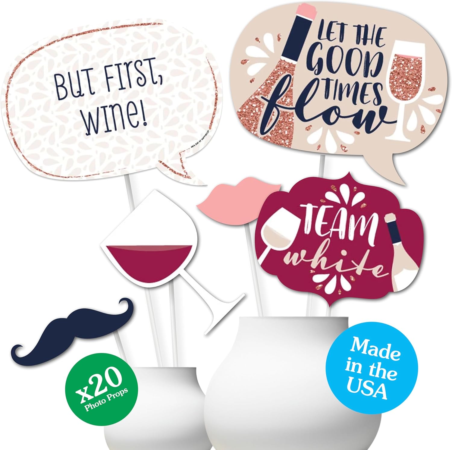 Amazon.com: Big Dot of Happiness Wine Tasting Party Photo Booth Props ...