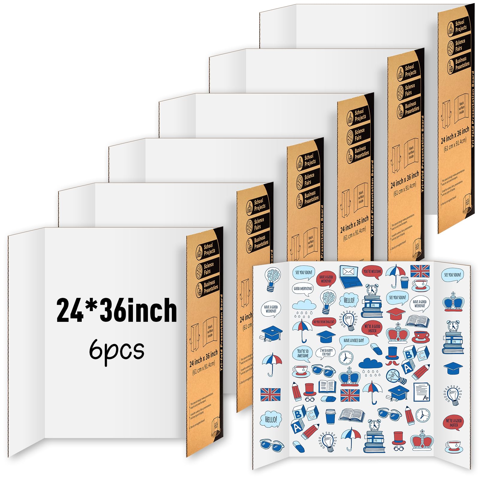 Snapklik.com : 6 Pack Trifold Poster Board, 24" X 36" Single Sided ...