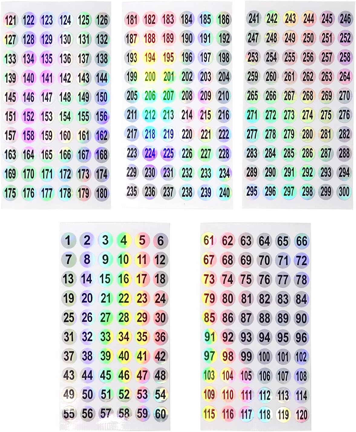 Amazon.com : Honbay 1 to 300 Round Reflective Laser Number Stickers ...