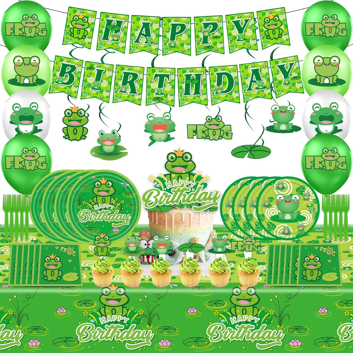 Amazon.com: Frog Birthday Party Supplies, Frog Theme Decorations ...