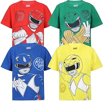Power Rangers - playera de manga corta para niños, paquete de 4 ...