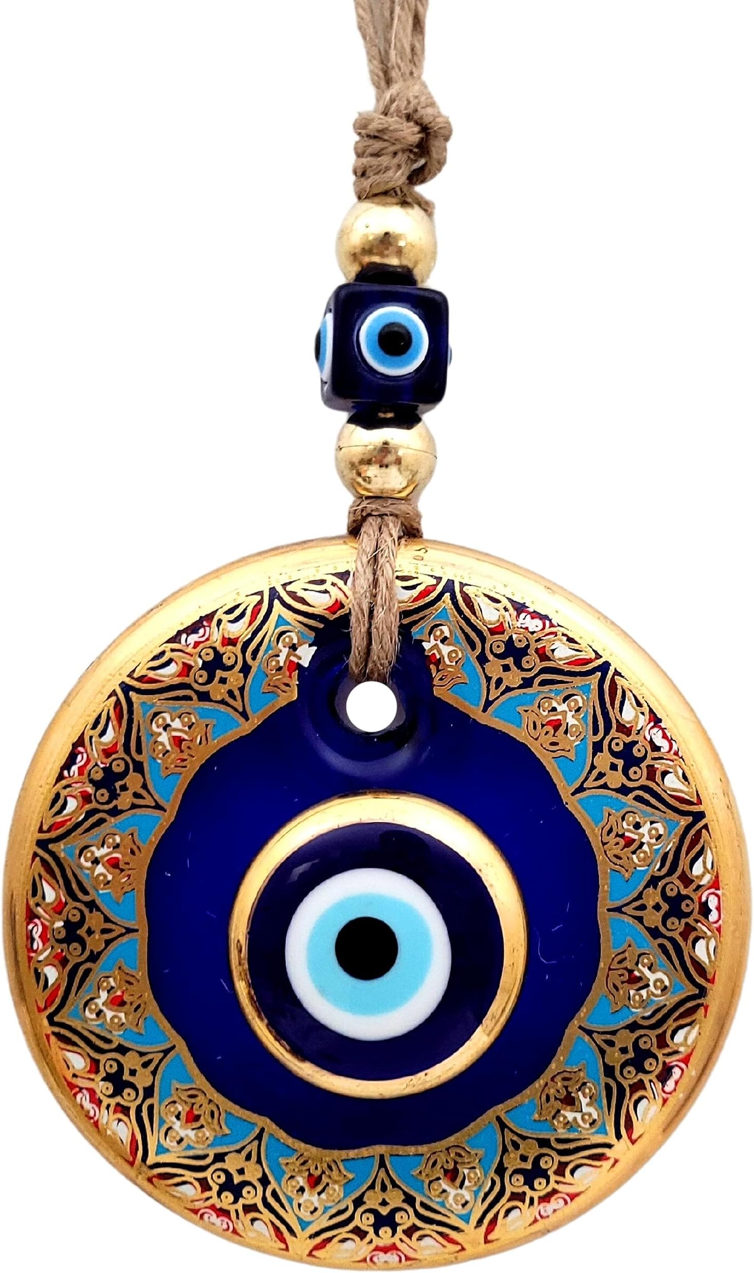 Amazon.com: Fusion Peacock Design 4.7" Glass Evil Eye Wall Hanging ...