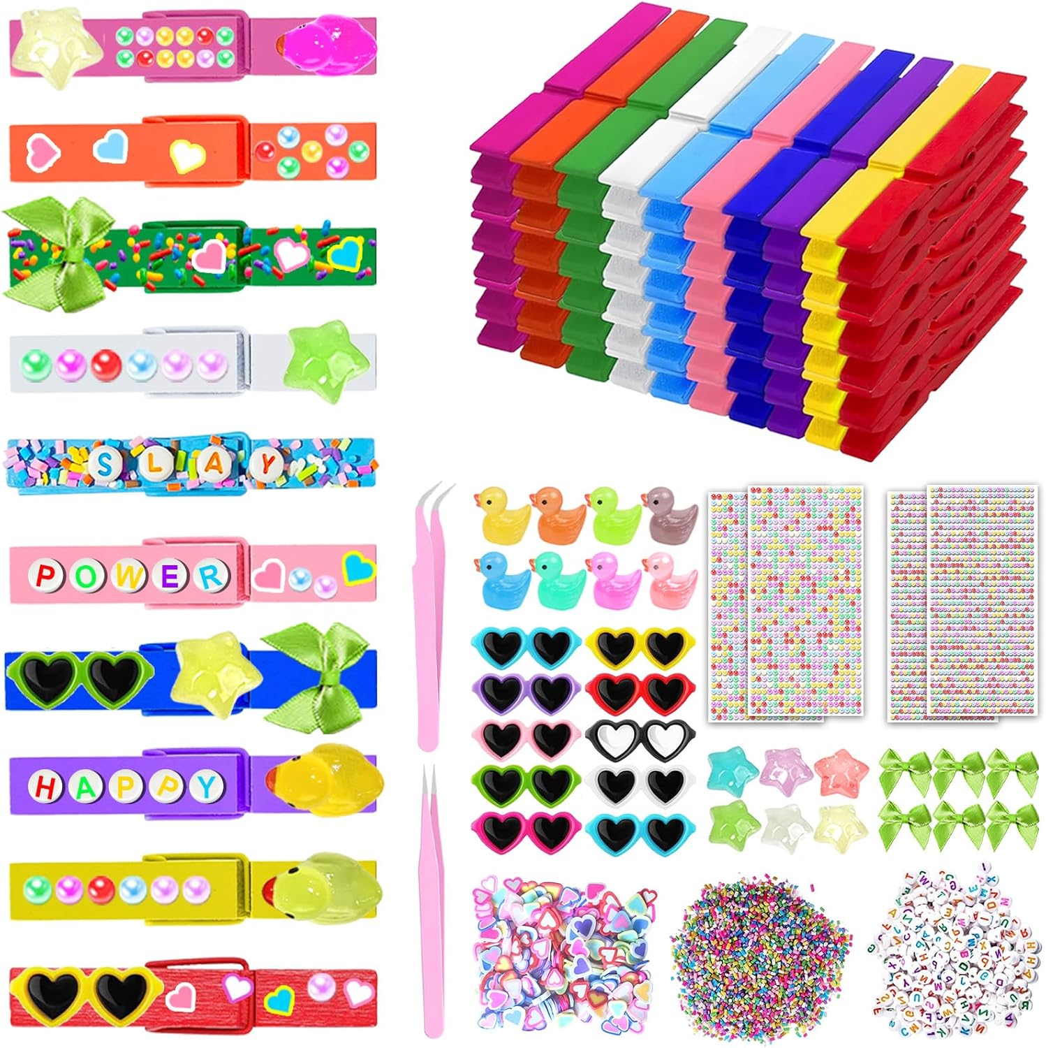 Amazon.com: 60 Set Cheer Pins Spirit Clips,Clothes Wooden Cheer Pins ...